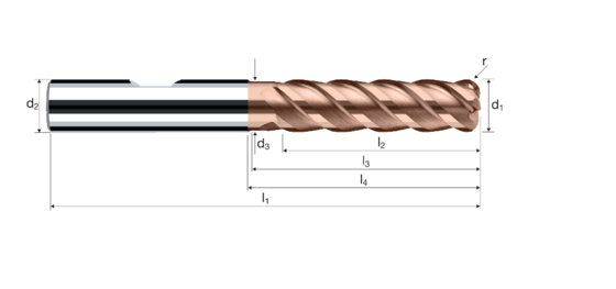 Corner radius end mills HX - Medium length version | Webshop