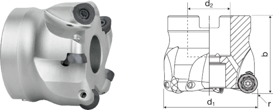 Round insert end mill - W03410404 - ø40/16x40 z4 | Webshop